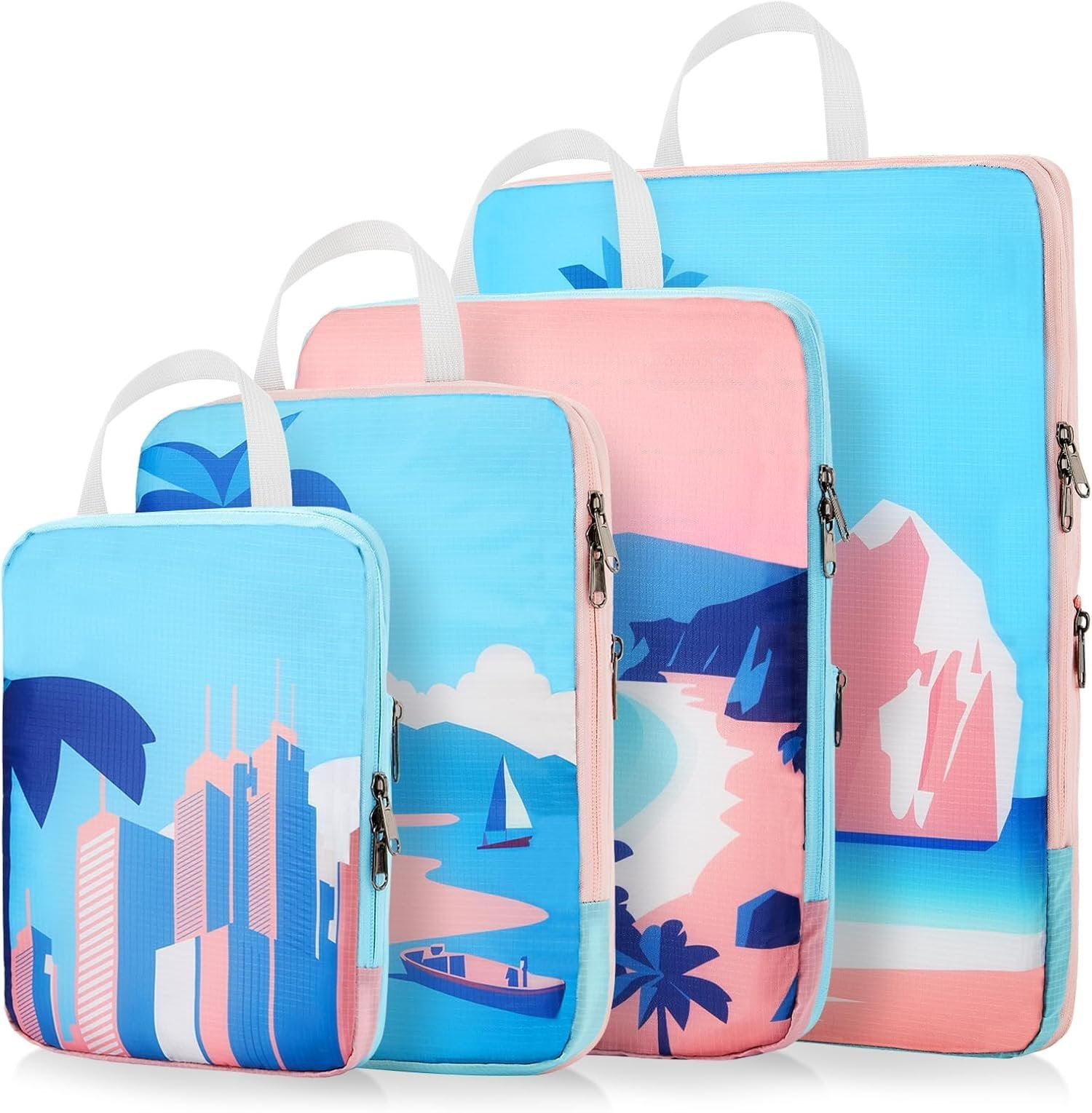 Compression Packing Cubes, 4 count Expandable Storage Travel Luggage ...