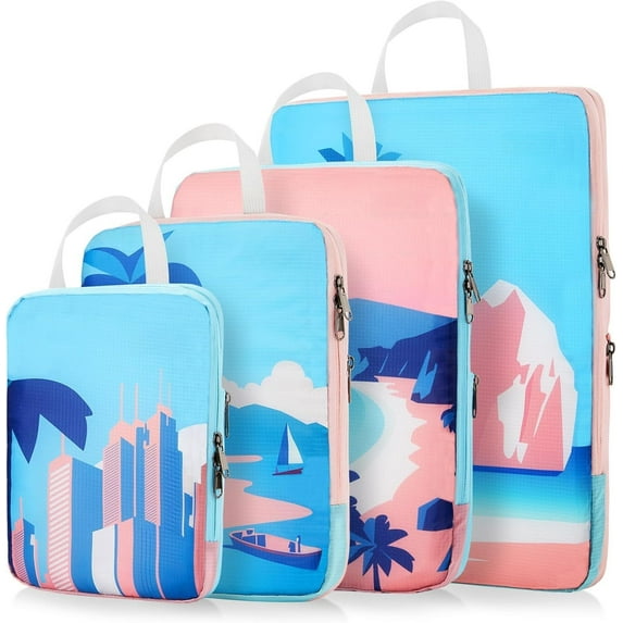 Compression Packing Cubes, 4 count Expandable Storage Travel Luggage ...