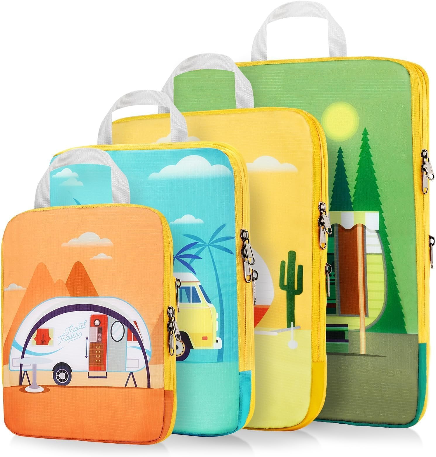 Compression Packing Cubes, 4 count Expandable Storage Travel Luggage ...