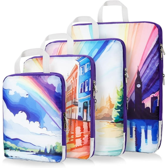 Compression Packing Cubes, 4 count Expandable Storage Travel Luggage ...