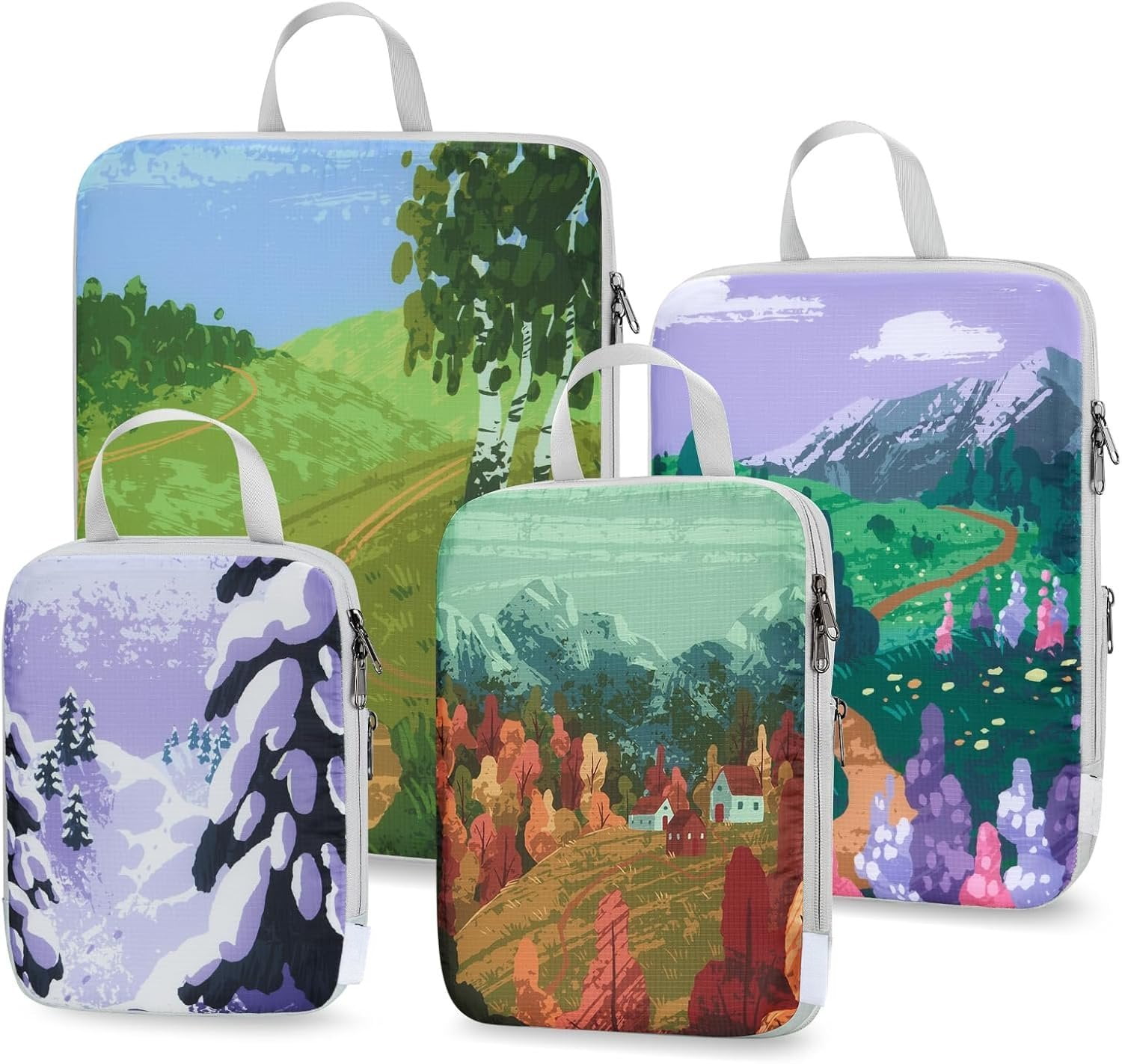 Compression Packing Cubes, 4 count Expandable Storage Travel Luggage ...