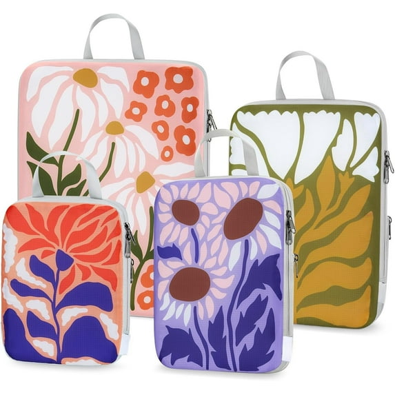 Compression Packing Cubes, 4 count Expandable Storage Travel Luggage ...