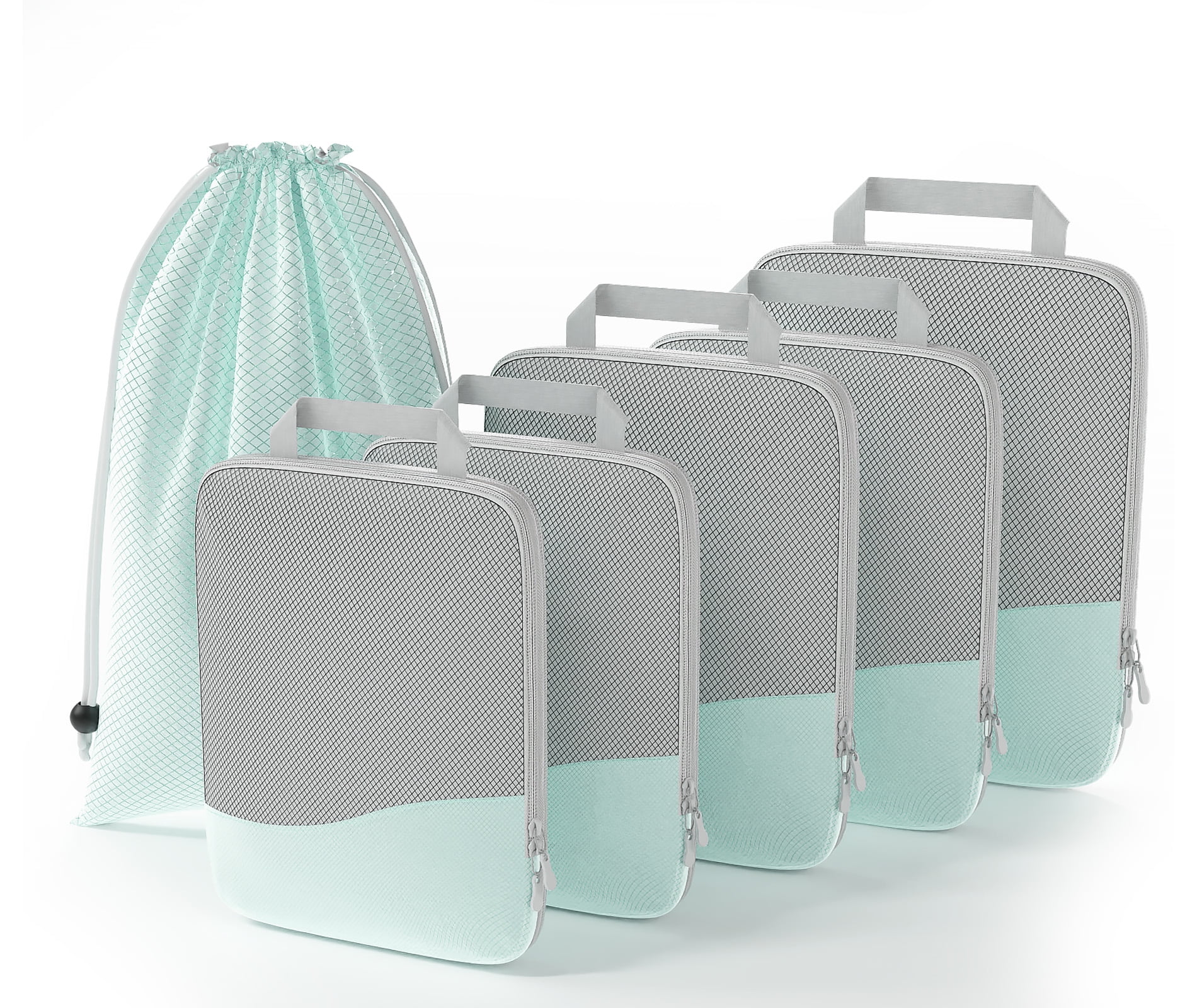 Compression Packing Cubes 6 Set, Dual Zipper Compression Packing Cubes ...