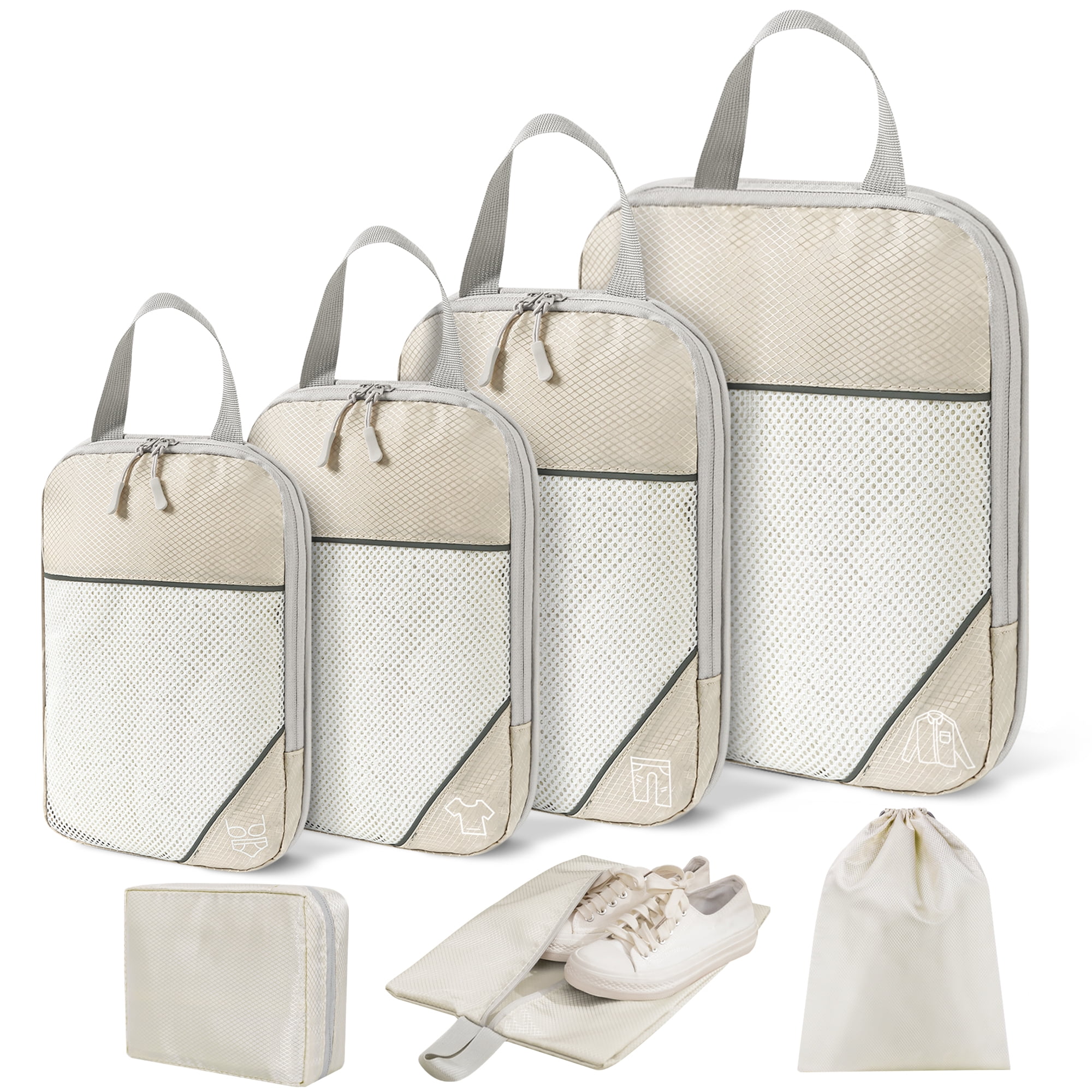 Compression Packing Cubes, 7 Set Travel Organizer Bags for Luggage with ...