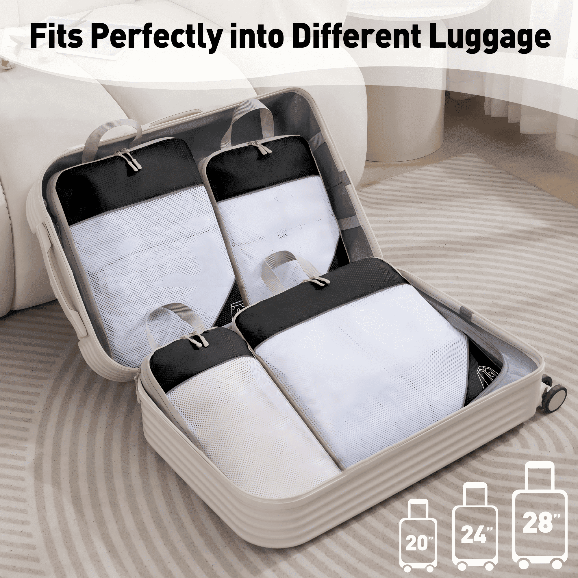 Compression Packing Cubes for Travel Essentials, 7 Set Travel ...
