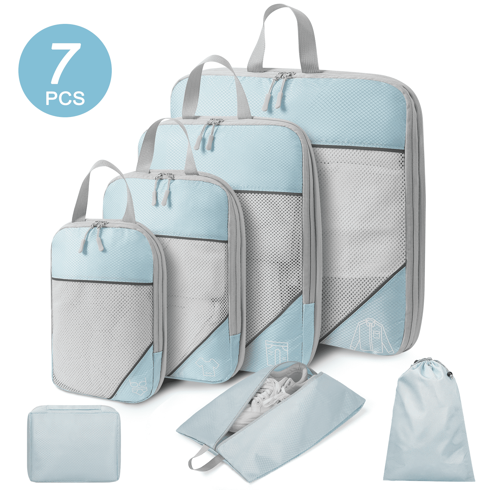 Compression Packing Cubes for Travel Essentials, 7 Set Travel ...