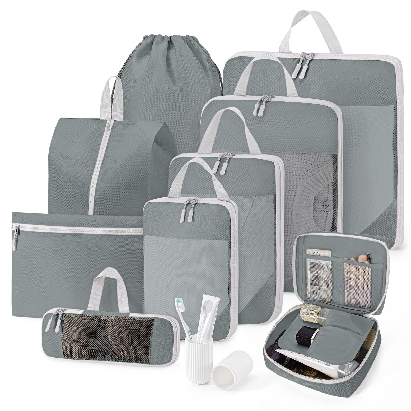 Compression Packing Cubes for Carry on Suitcases, 10 Set Compressible ...