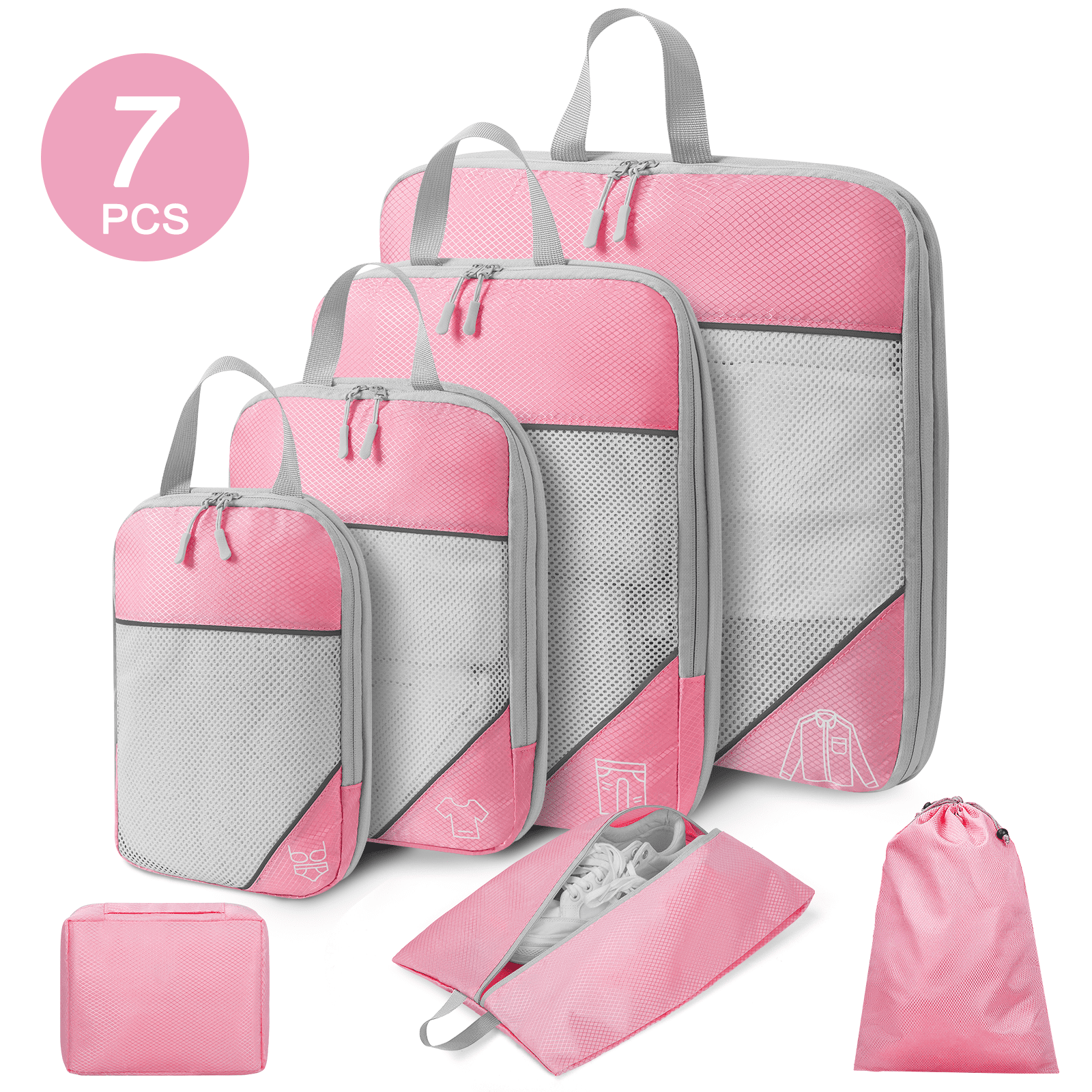 Compression Packing Cubes for Travel Essentials, 7 Set Travel ...