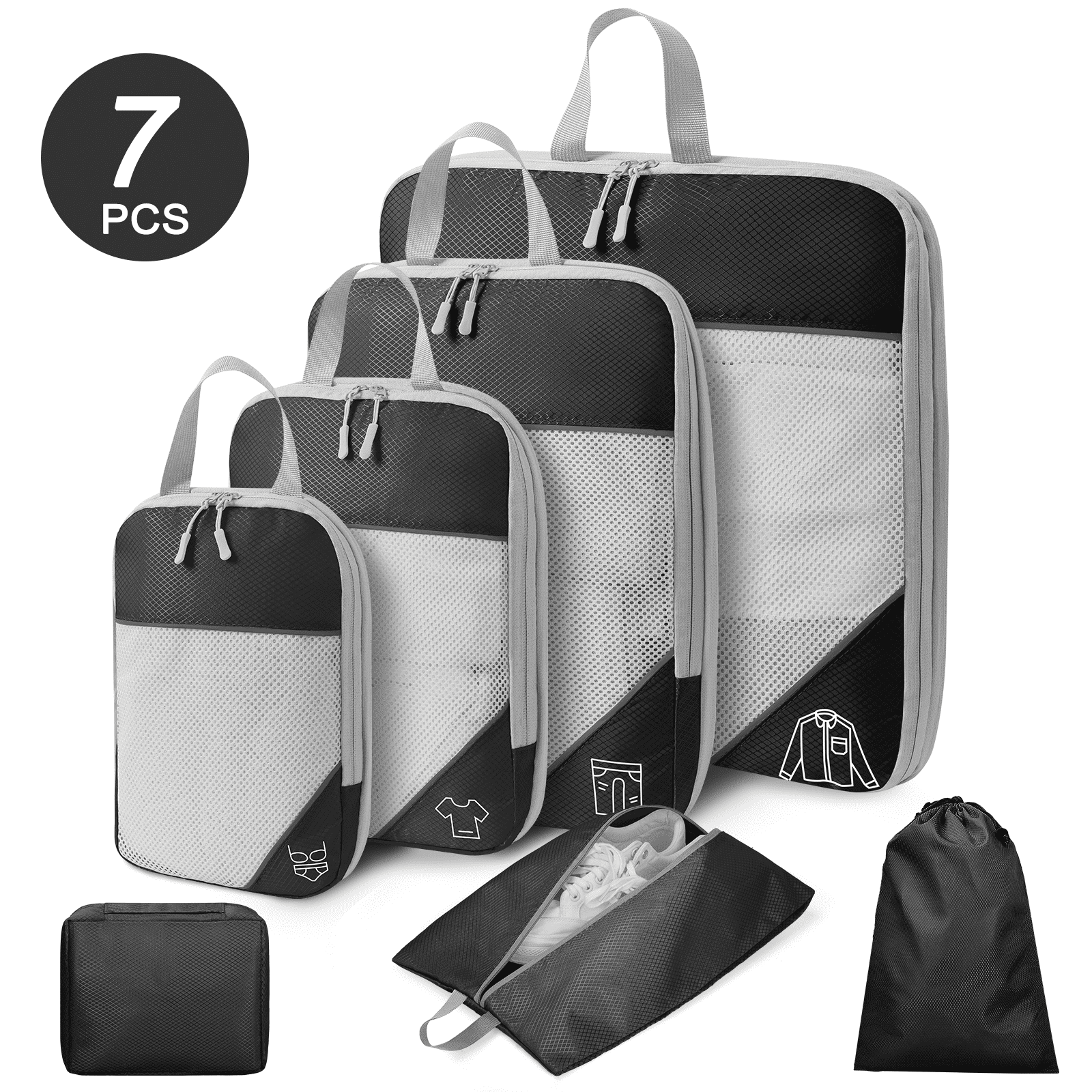 Compression Packing Cubes for Travel Essentials, 7 Set Travel ...