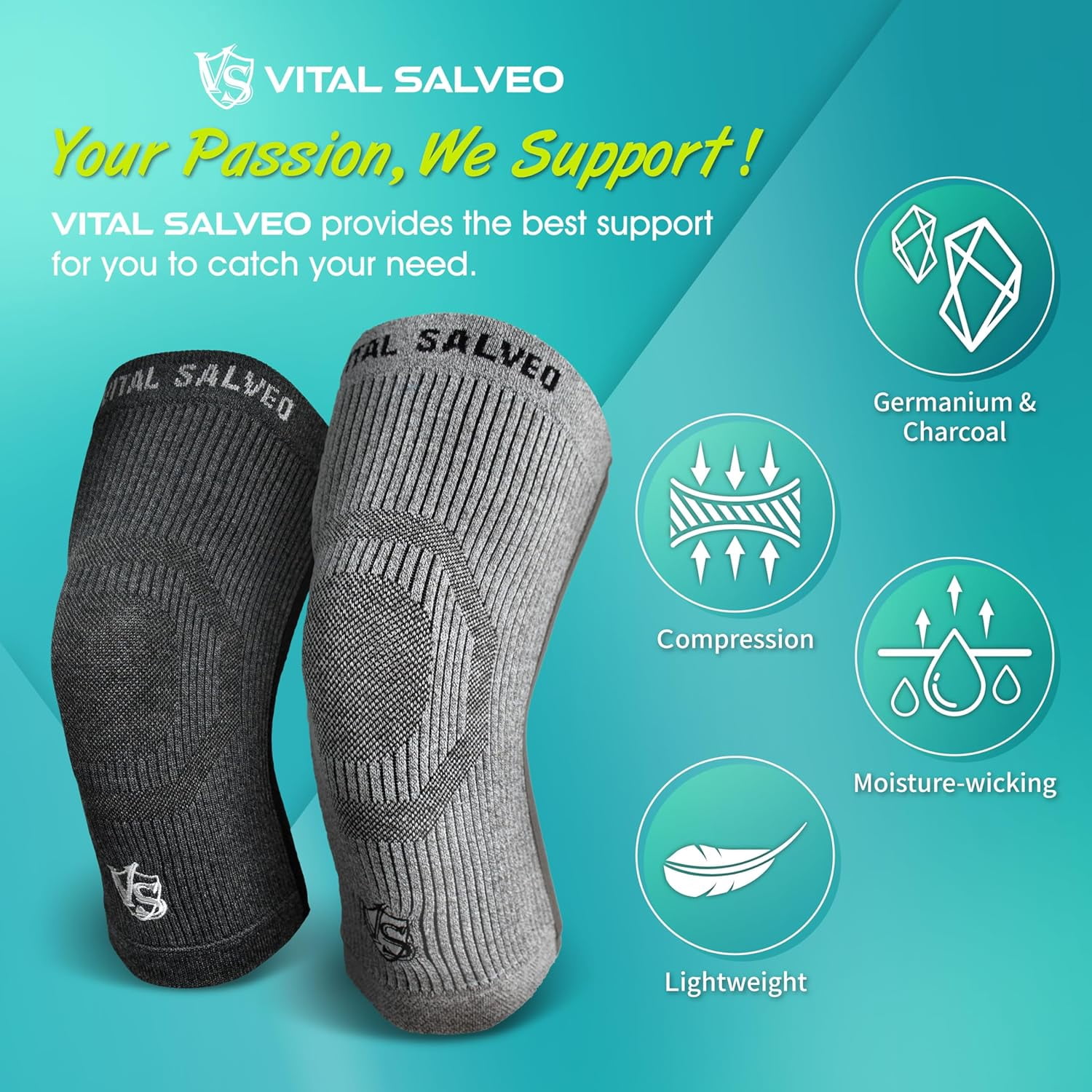 - Compression Recovery Knee Sleeve/Brace S-Support, Pain Relief ...