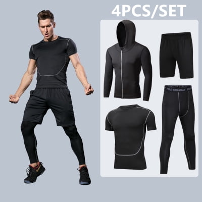 Compression Running Sets Men's Sports Suit Gym Fitness Sportswear Quick ...