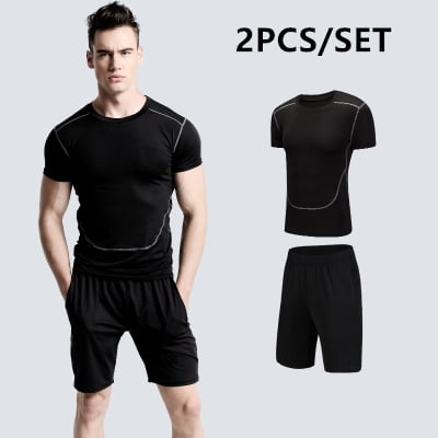 Compression Running Sets Men's Sports Suit Gym Fitness Sportswear Quick ...