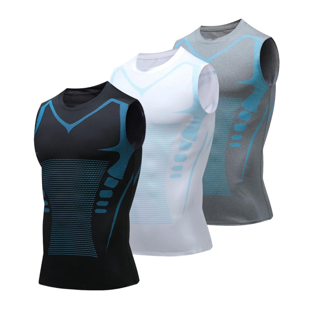 Compression Shirt Men, Breathable Ice Silk Sleeveless Shaping Gym Tank ...