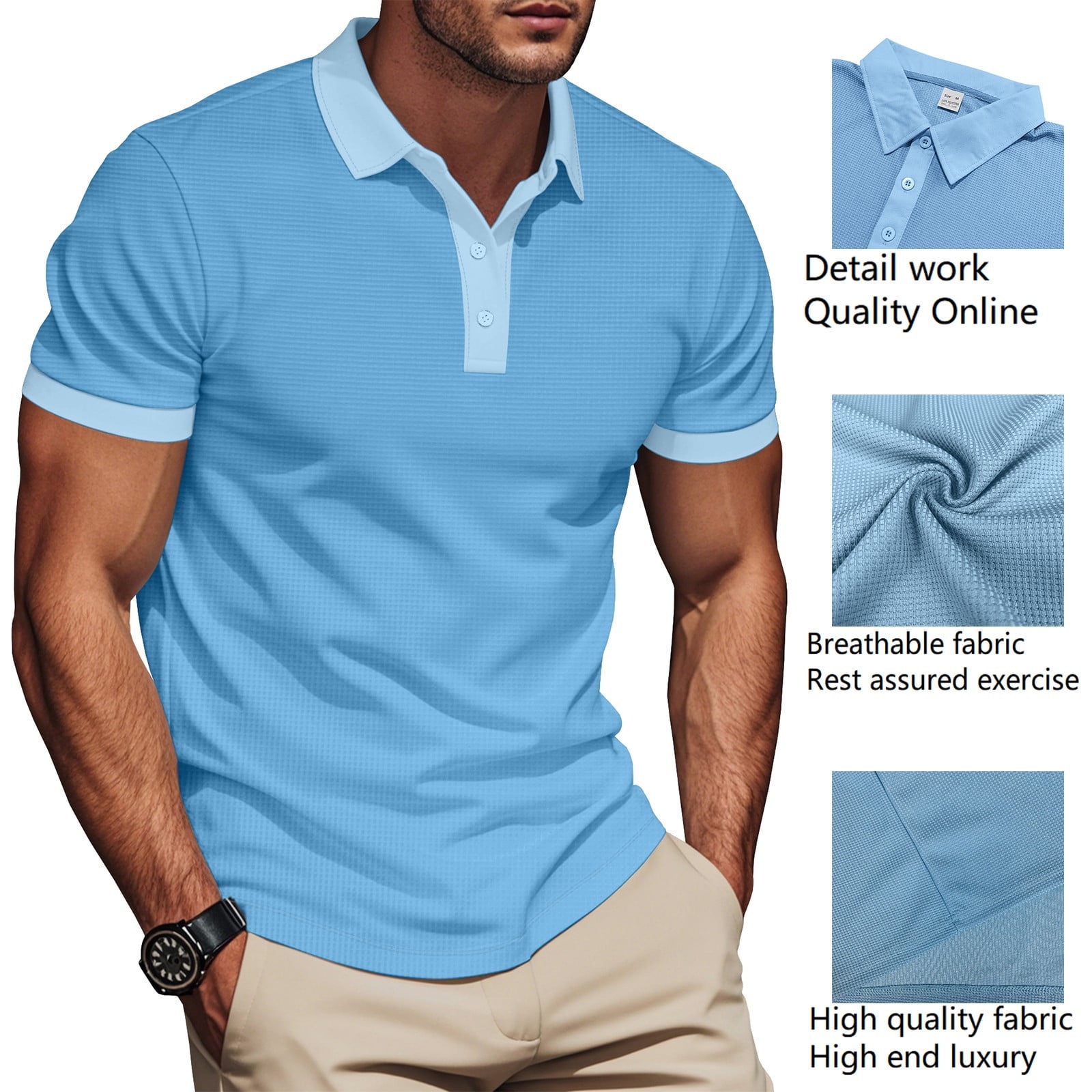 Compression Shirt Men Qiggri Men's Solid Color Leisure Vacation Golf ...