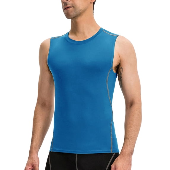 Compression Shirt Men Sleeveless Tee Tank Tops Workout Running Quick ...