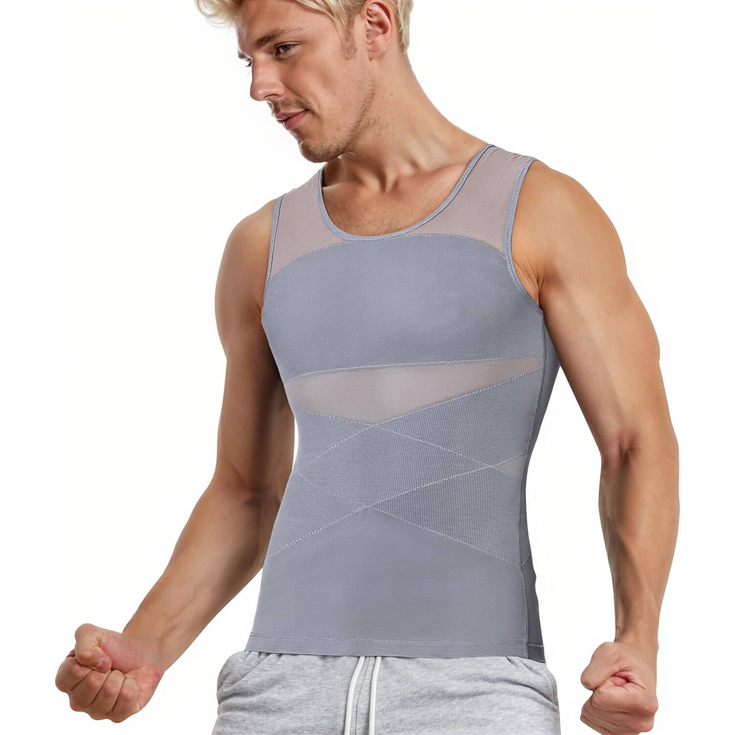 Compression Shirt for Men Mesh Vest Sleeveless Tank Tops Men Shirt Mens ...