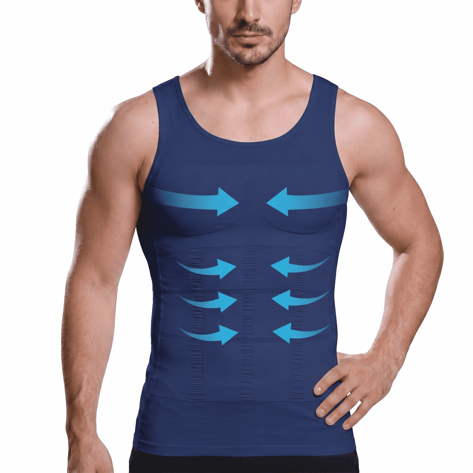 Compression Shirt for Men Slimming Body Shaper Tank Top Vest Sport Gym ...
