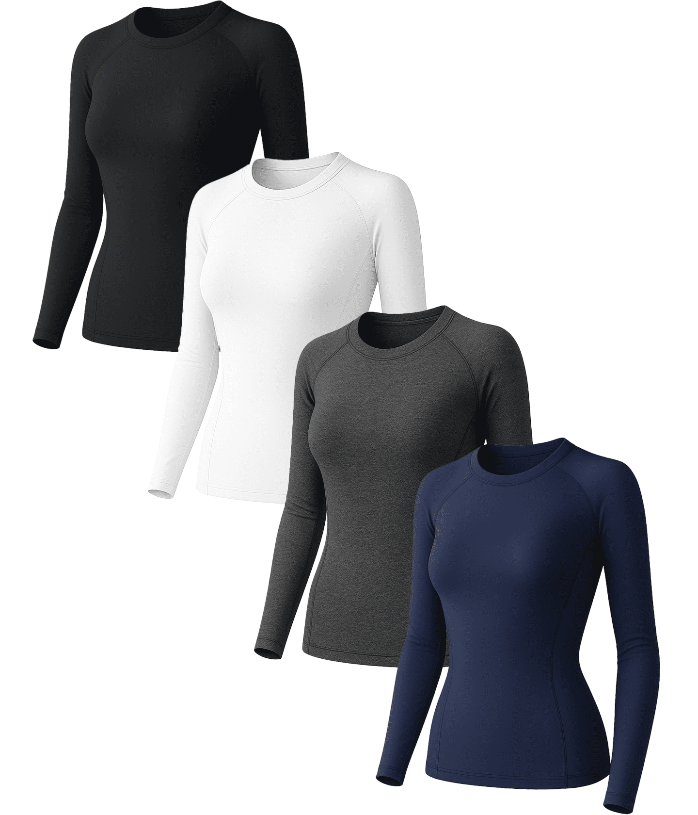 Raxilon 4 Pack Woman's Long Sleeve Athletic Sun Shirts Underscrub ...
