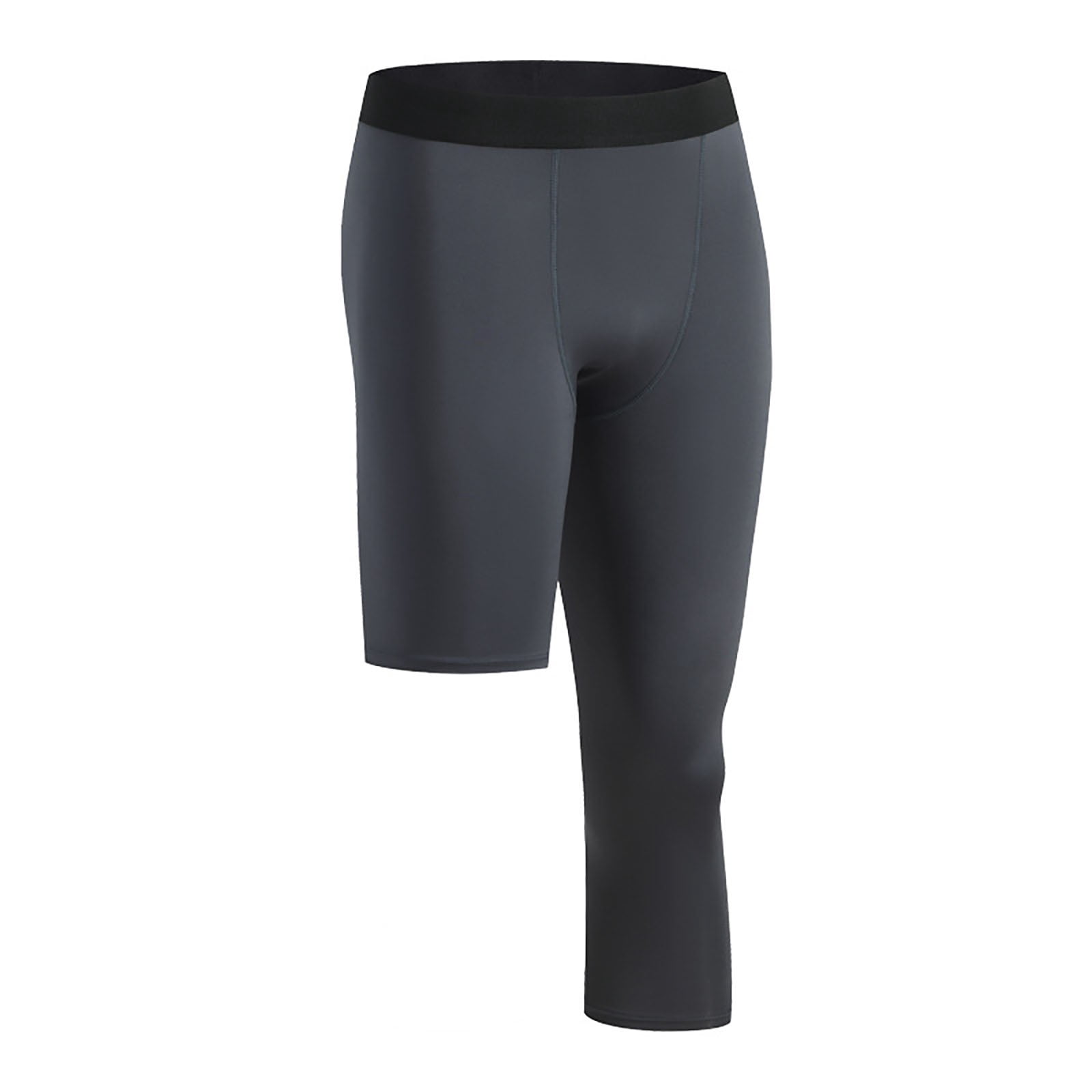 Compression Shorts Men 3/4 One Leg Capri Tights Pants Athletic Workout ...