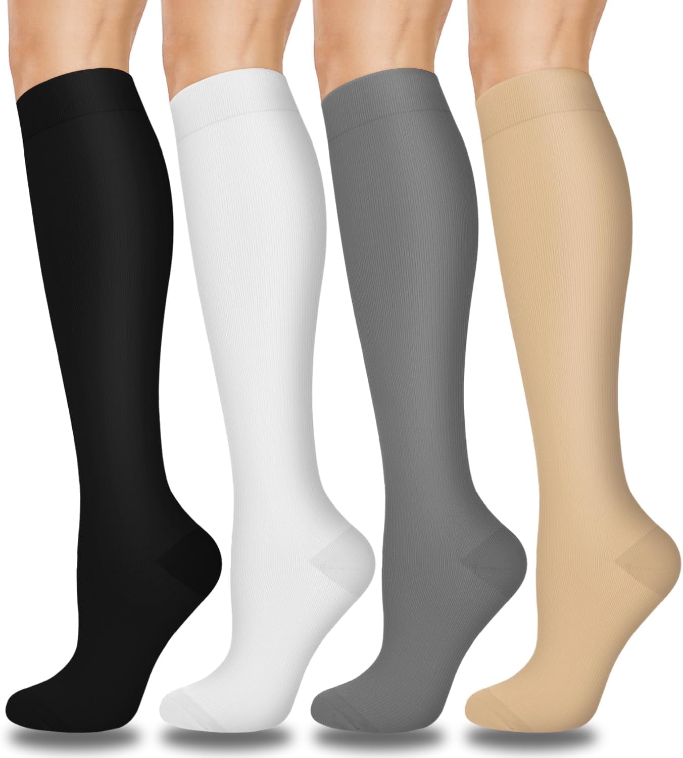 Compression Socks 4 Pairs for Women & Men 20-30 mmHg Circulation ...