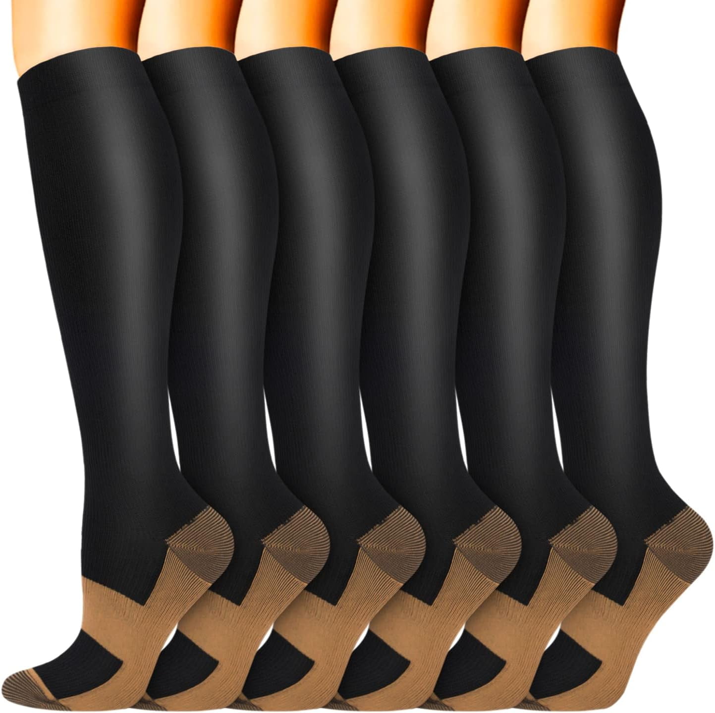 Compression Socks 6 Pairs – Circulation Support Stockings for Men ...