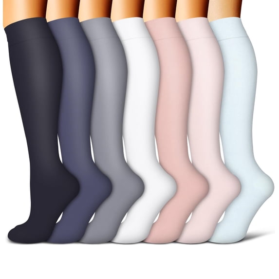 Compression Socks (7 Pairs) for Women & Men - Graduated Support for ...