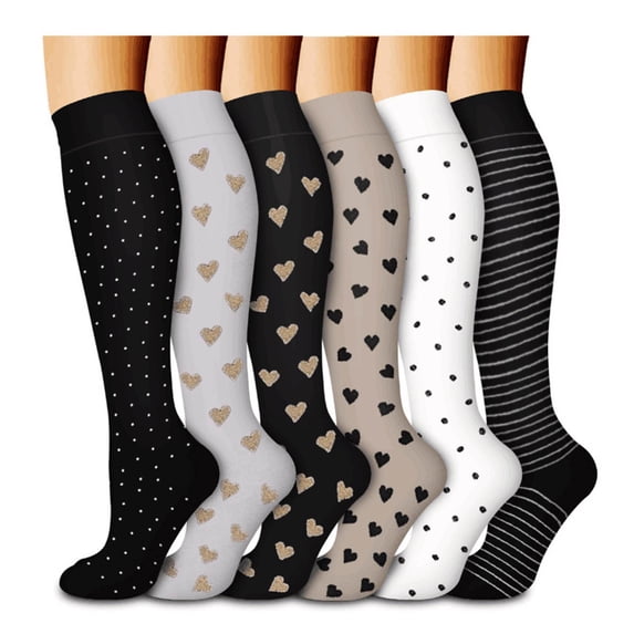 Compression Socks For Nurses 6 - Pair Sweat Absorbing Long Tube Knee ...