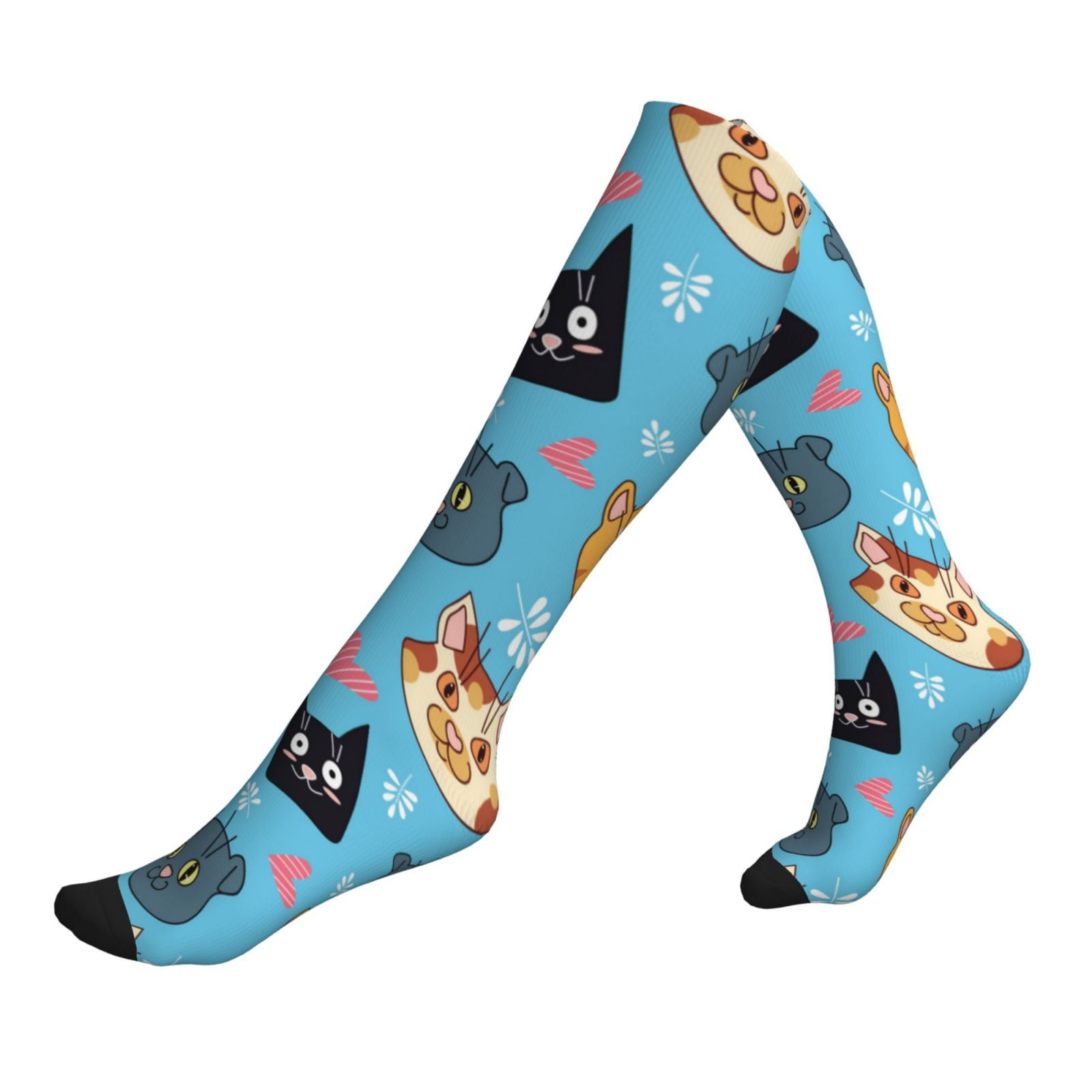 Compression Socks For Women And Men - Abstract Cute Cartoon Cat Face ...
