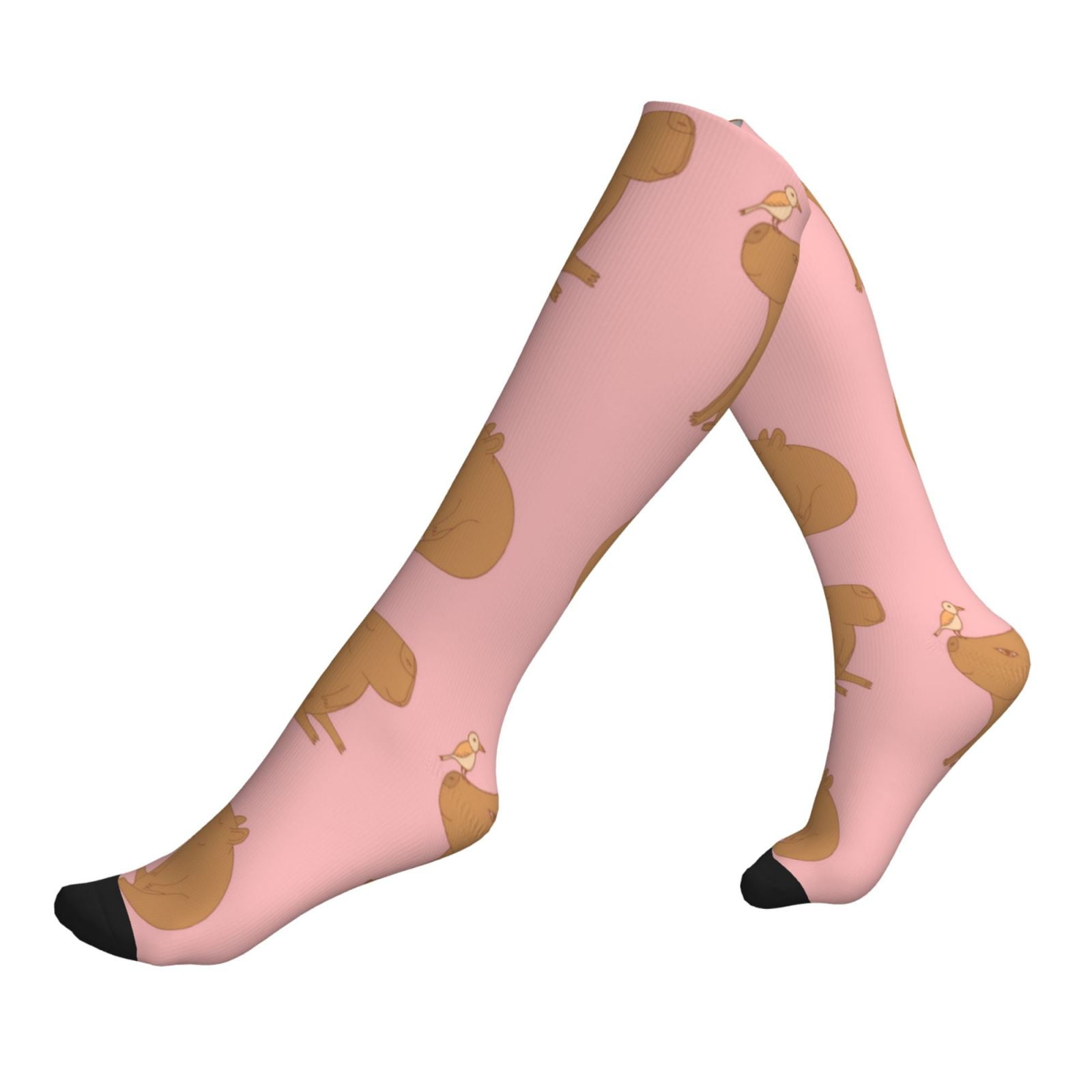Compression Socks For Women And Men - Bird Capybaras Pink Compression ...