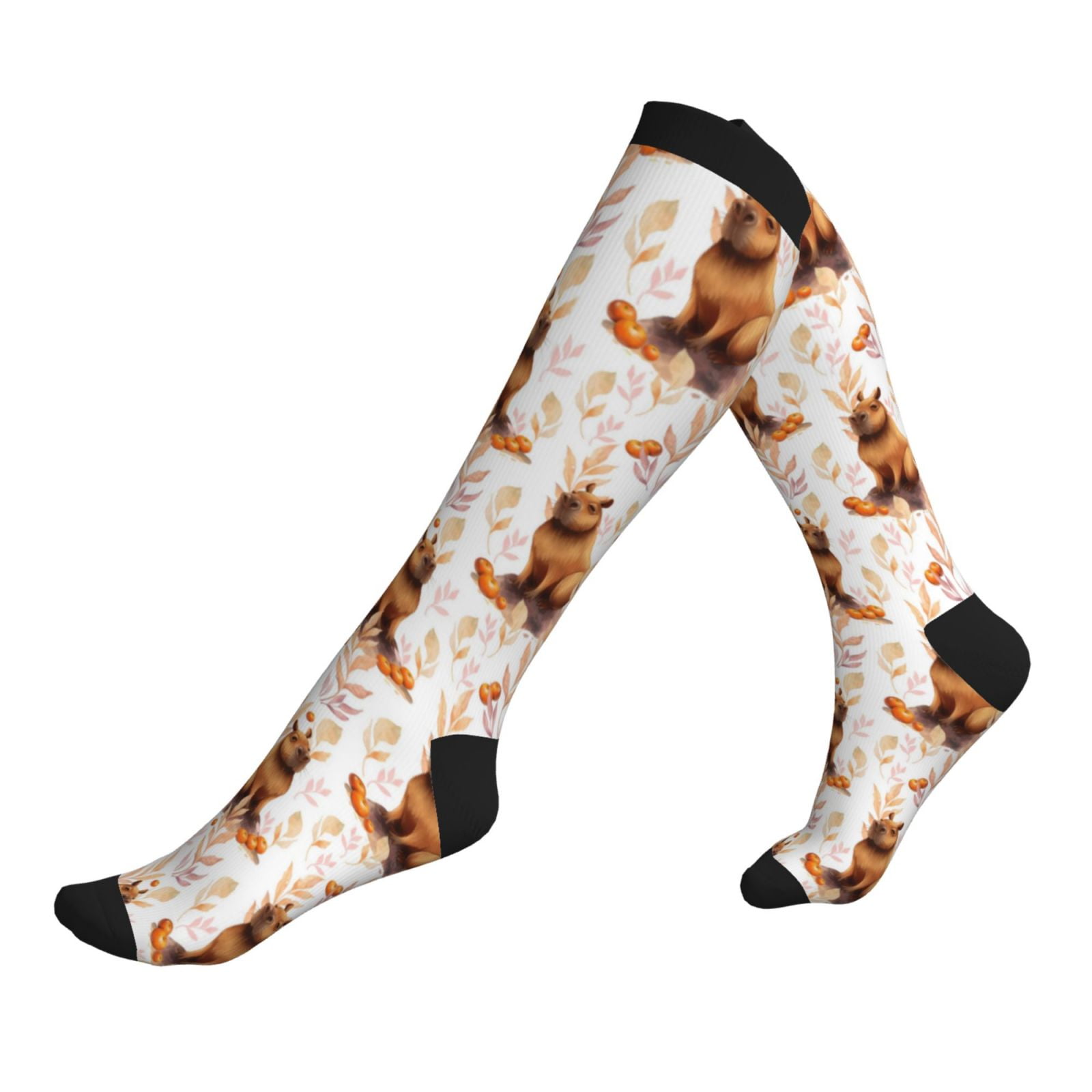 Compression Socks For Women And Men - Capybara Orange Leaf Compression ...