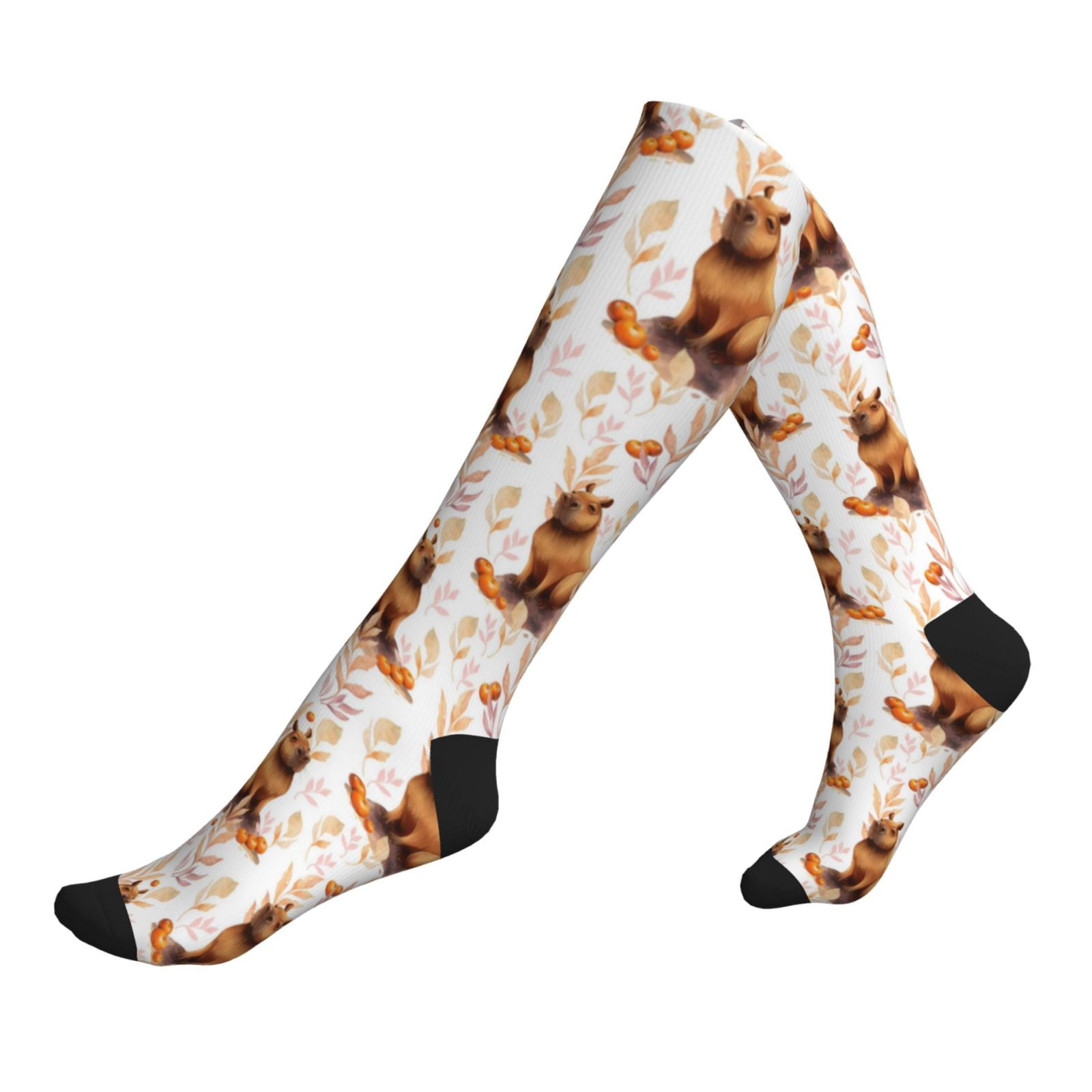 Compression Socks For Women And Men - Capybara Orange Leaf Compression ...