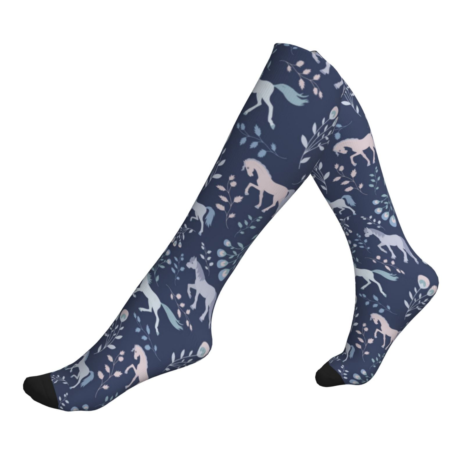 Compression Socks For Women And Men - Cartoon Cute Horse Flowers_A ...