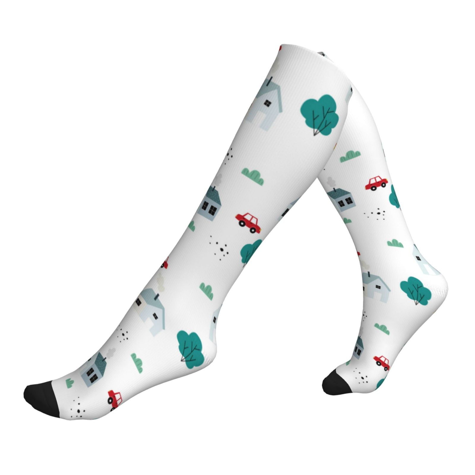 Compression Socks For Women And Men - Cartoon House Car Compression ...
