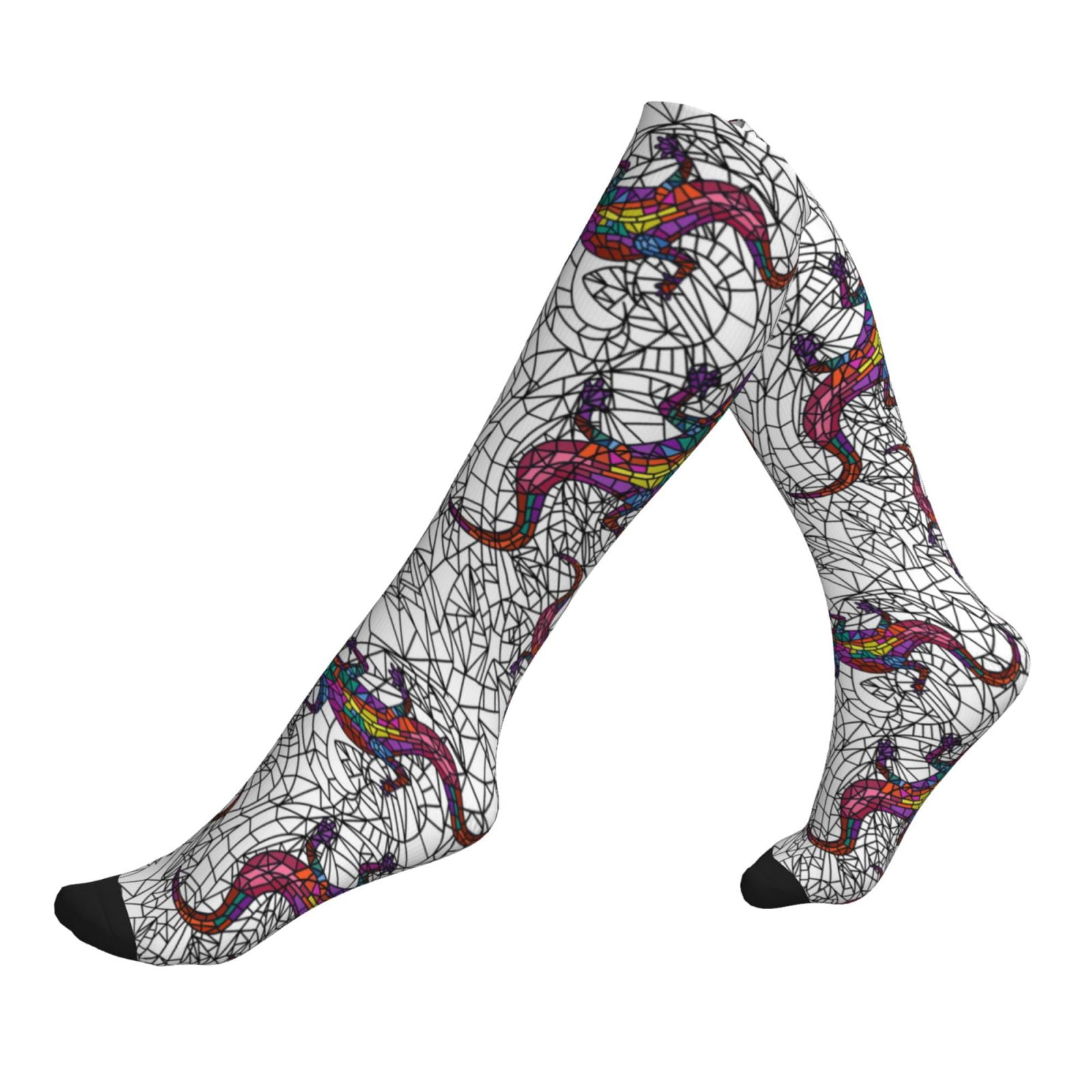 Compression Socks For Women And Men - Colorful Lines Lizard Gecko ...