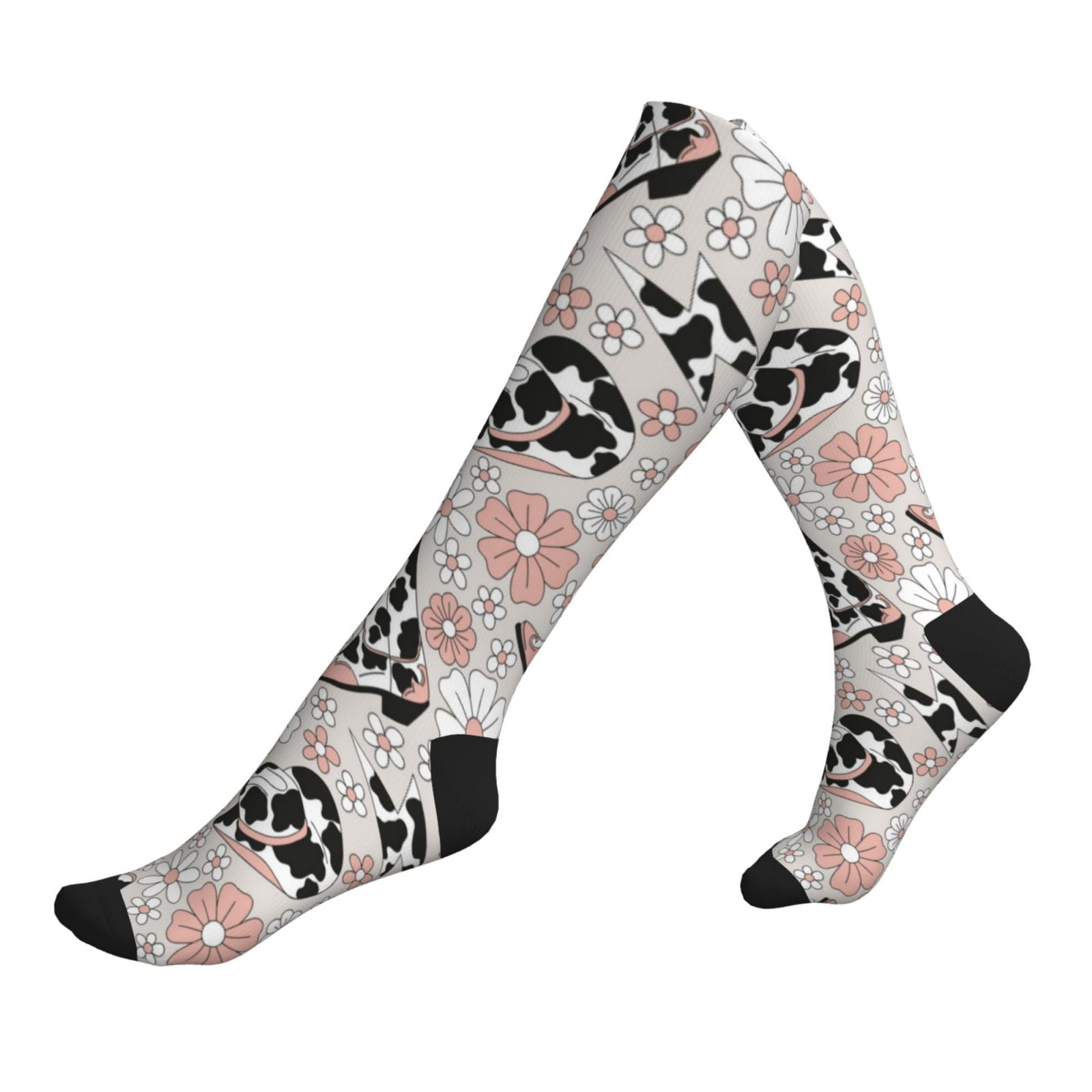 Compression Socks For Women And Men - Cow Print Cowboy Hat Boots Flower ...