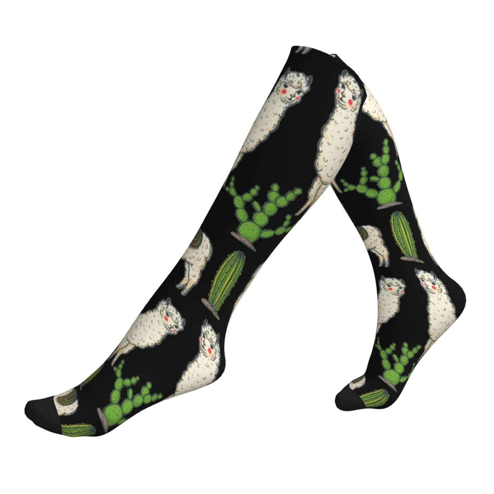 Compression Socks For Women And Men - Cute Alpaca Cactus Green ...