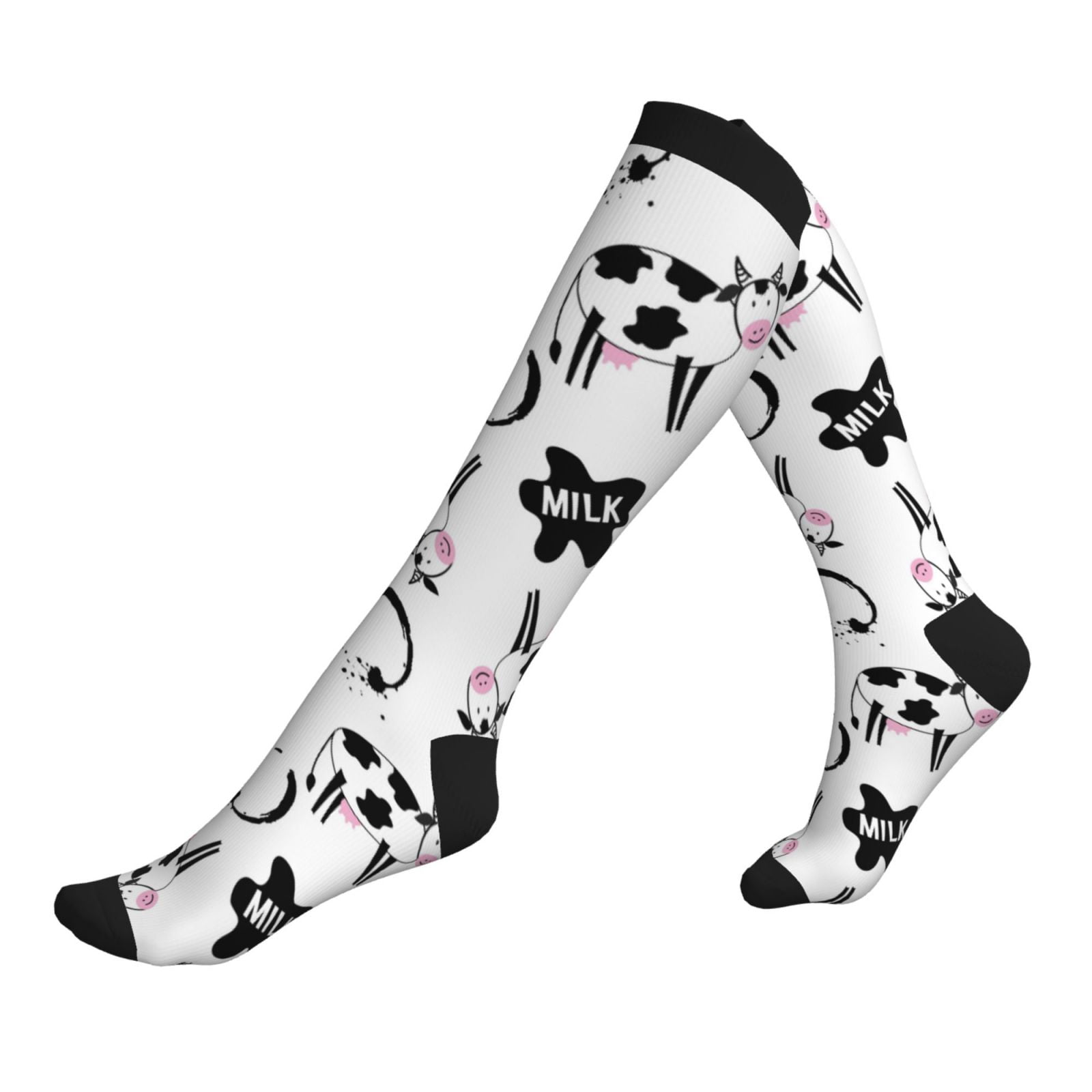 Compression Socks For Women And Men, Cute Cow And Milk Stains 15-20mmhg ...