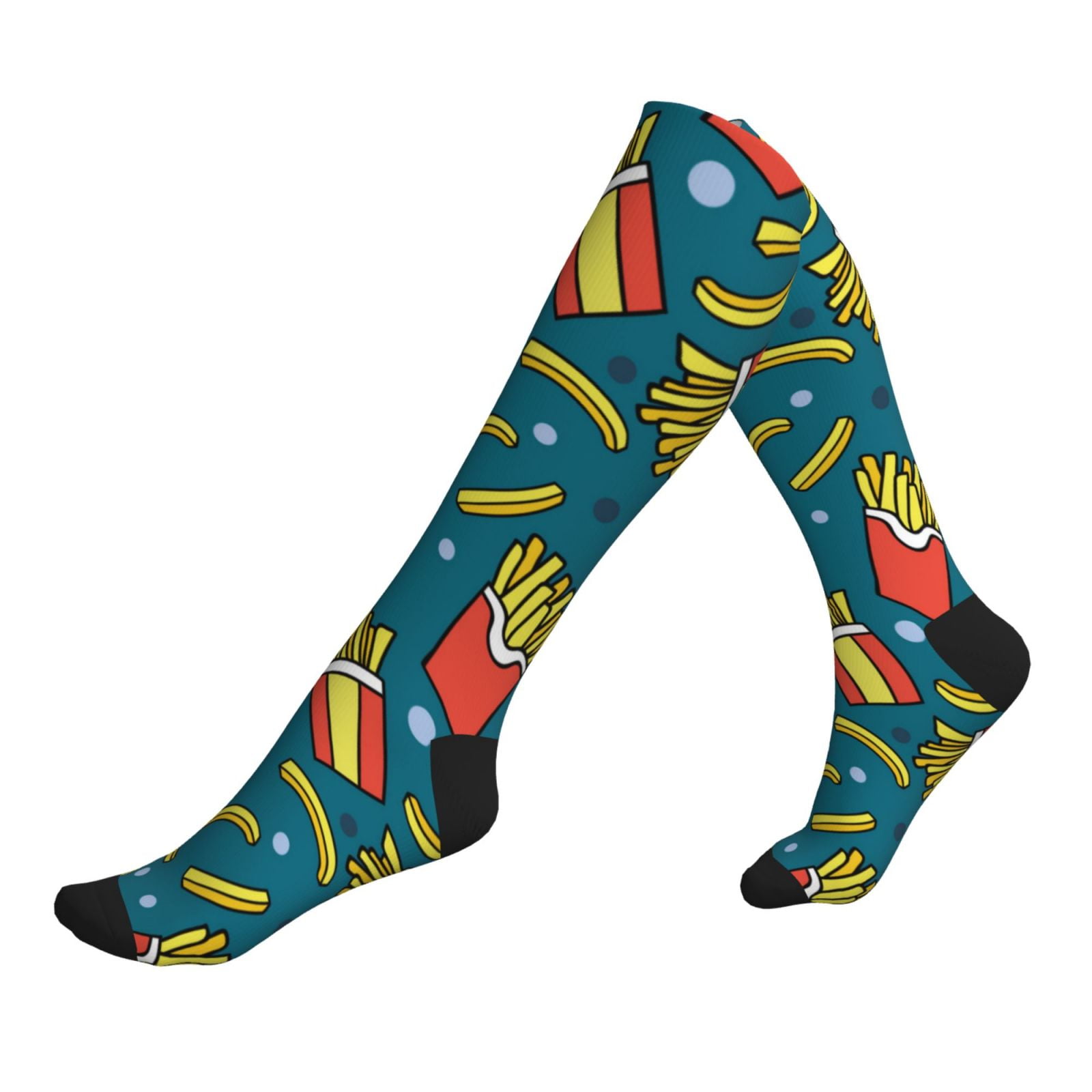 Compression Socks For Women And Men - Cute Fries Blue Compression Socks ...