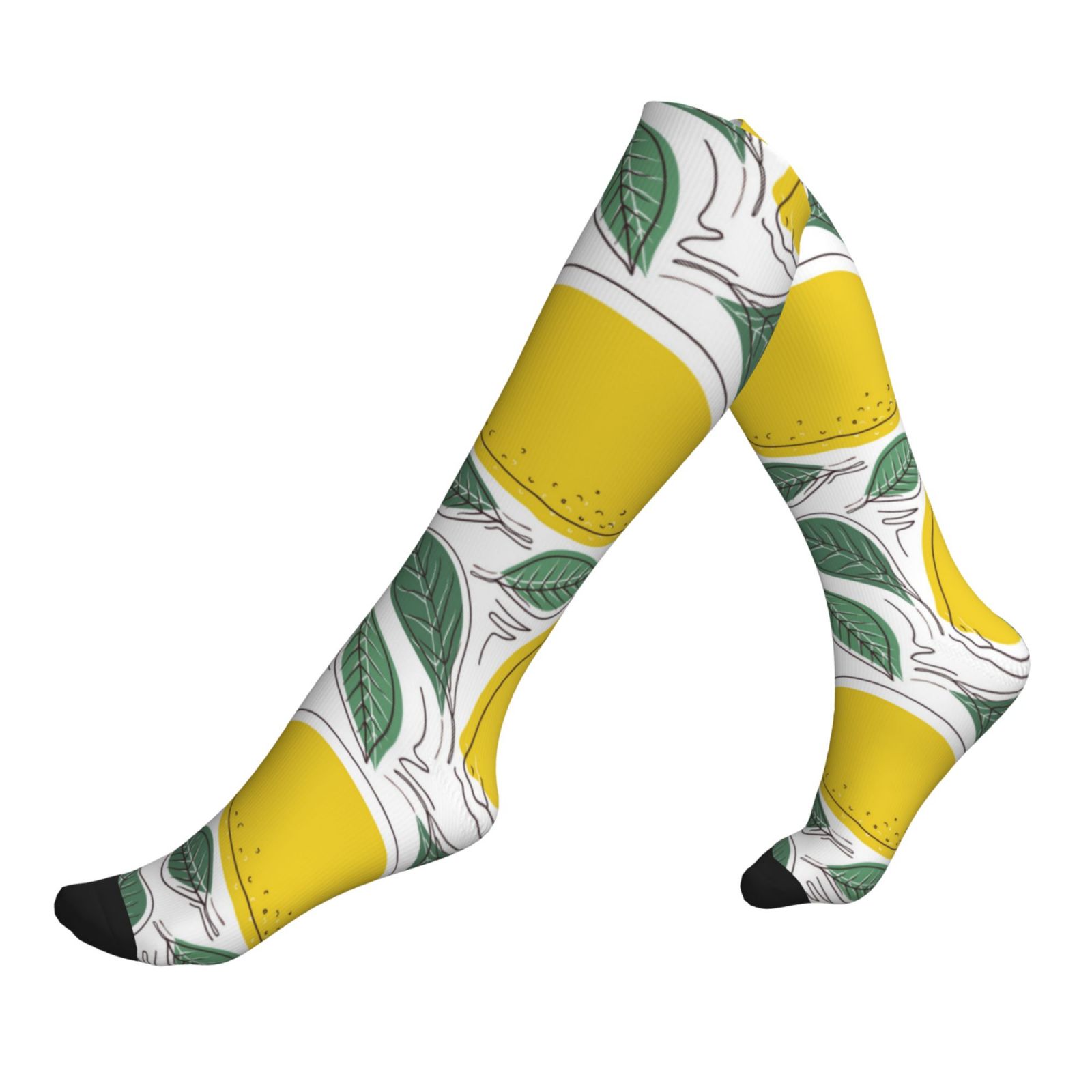 Compression Socks For Women And Men, Cute Gold Lemon Leaves 15-20mmhg ...