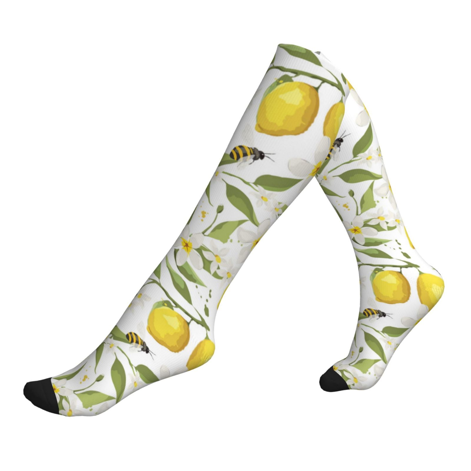 Compression Socks For Women And Men - Cute Lemon Bee Flower Leaves ...