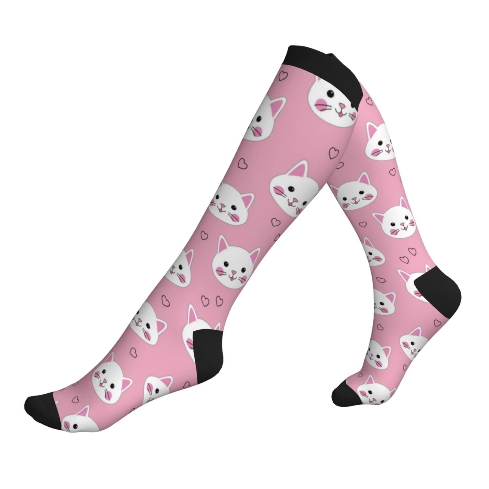 Compression Socks For Women And Men - Cute Pink Cat Compression Socks ...