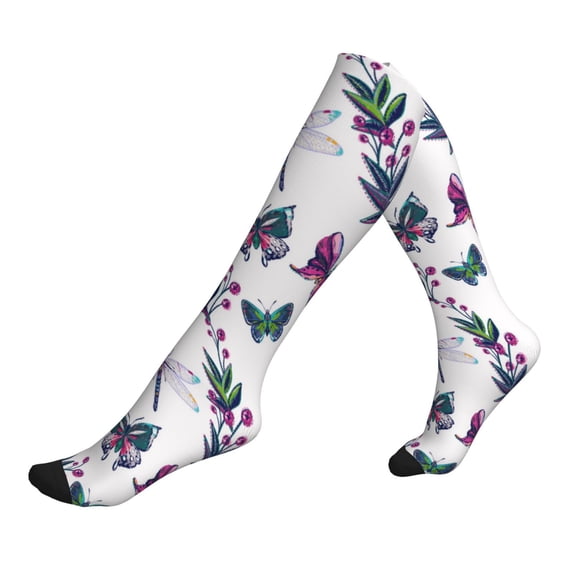 Compression Socks For Women And Men - Dragonfly Plant Butterfly ...