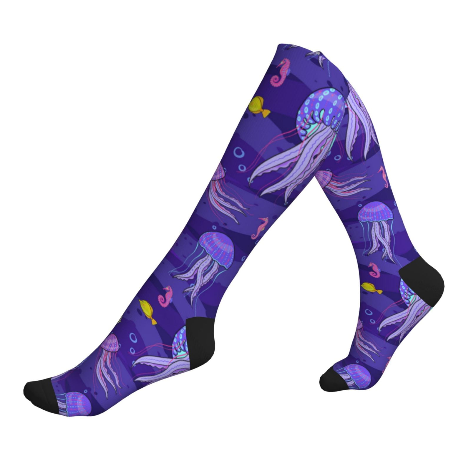 Compression Socks For Women And Men - Fish Jellyfish Seahorse Purple ...
