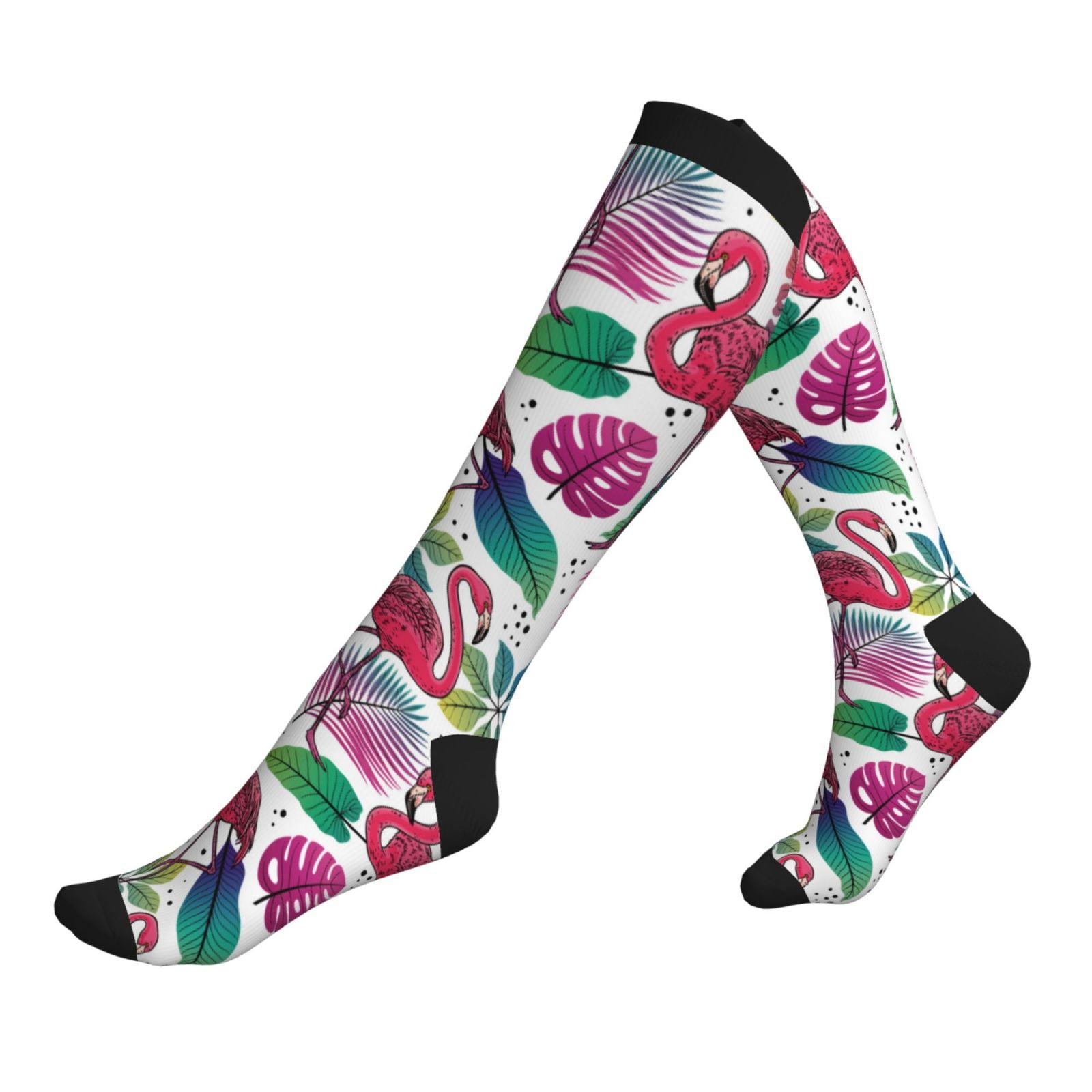 Compression Socks For Women And Men - Flamingo Banana Leaf_A ...