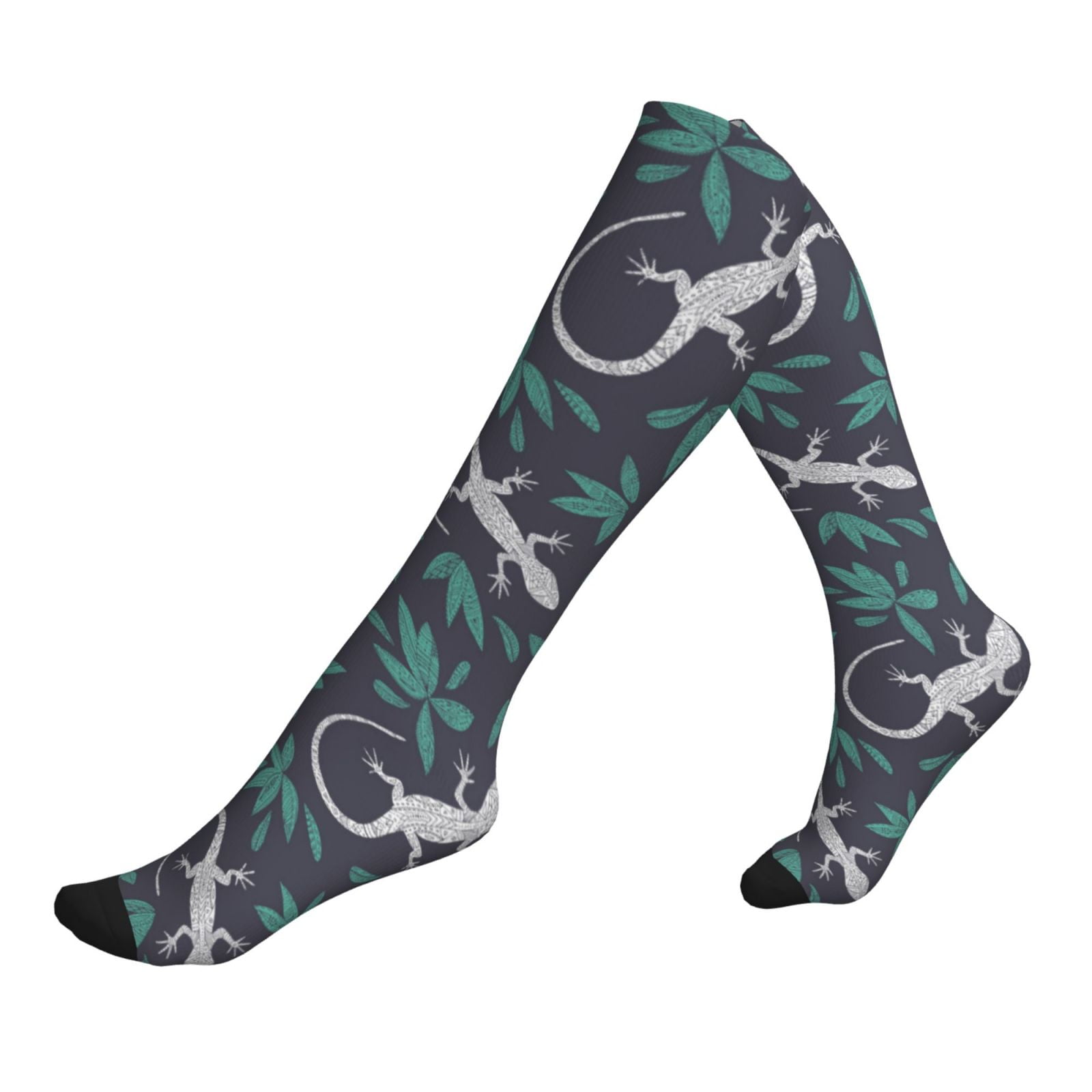 Compression Socks For Women And Men - Gecko Lizard Leaves Green ...