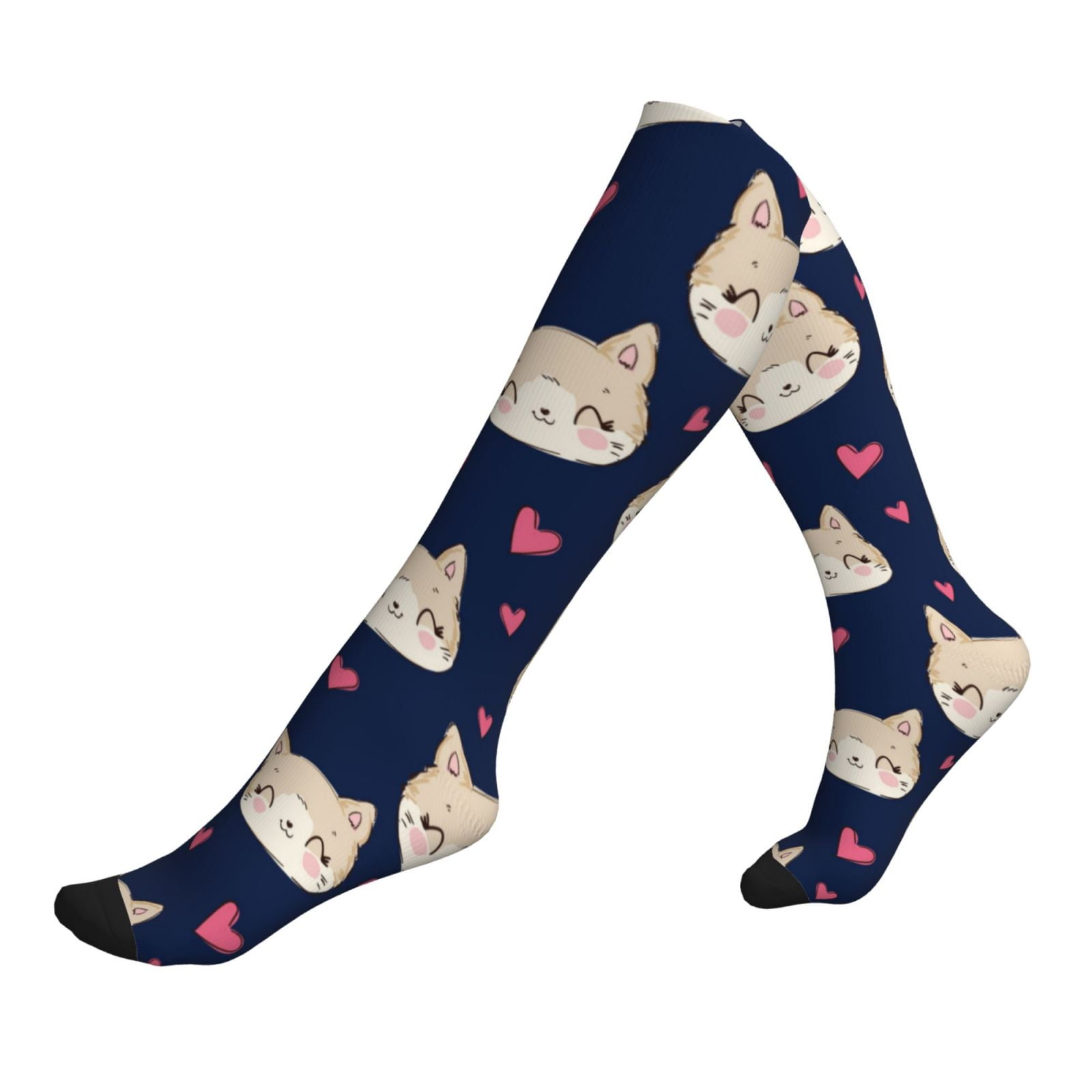 Compression Socks For Women And Men - Glamorous Cartoon Cat Heart ...