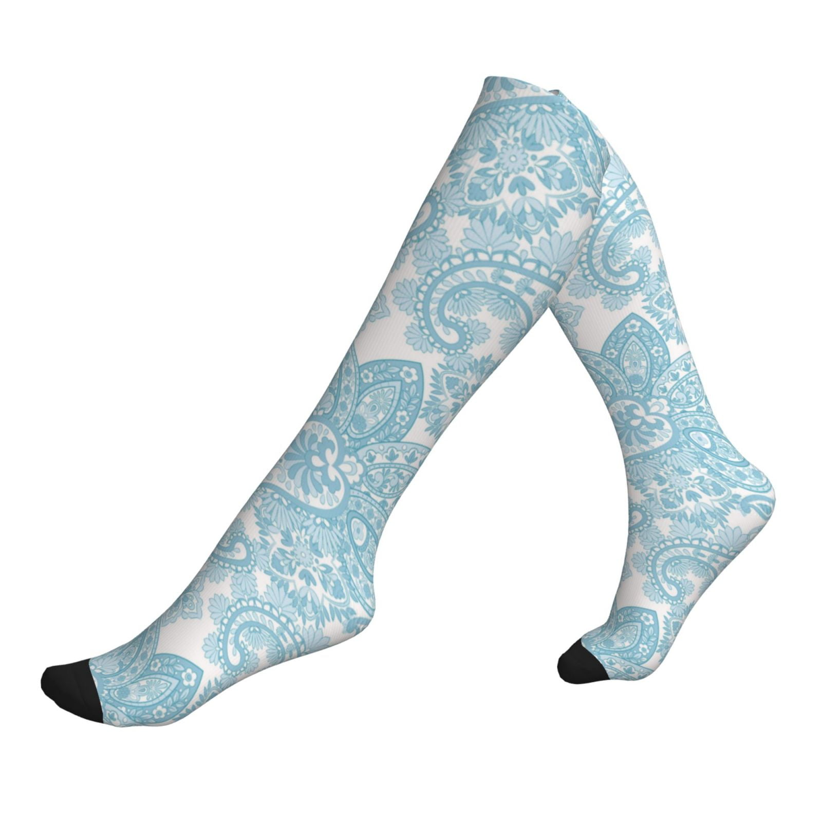 Compression Socks For Women And Men - Paisley Print Blue Compression ...
