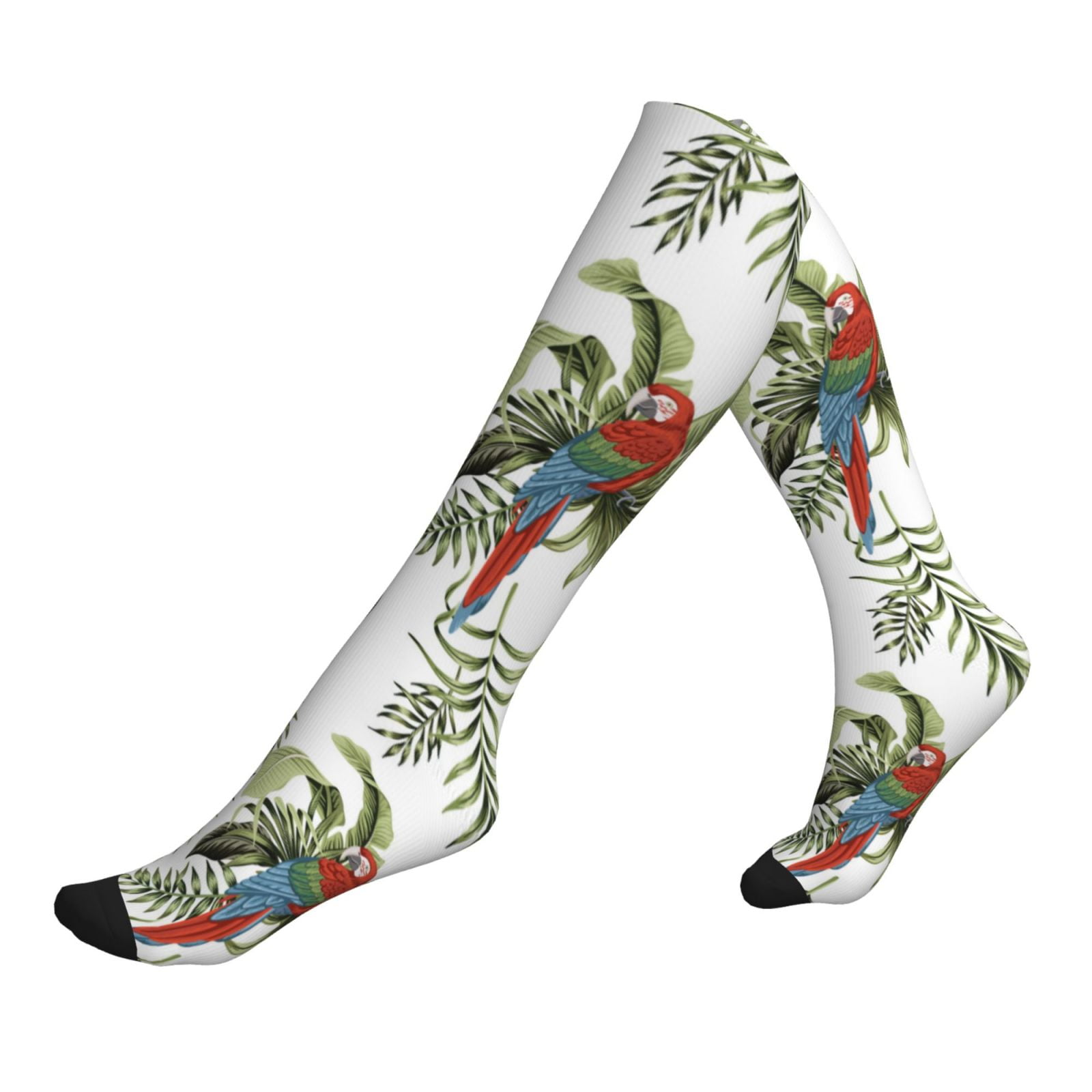 Compression Socks For Women And Men, Red Gold Cute Macaw Parrot Plant ...