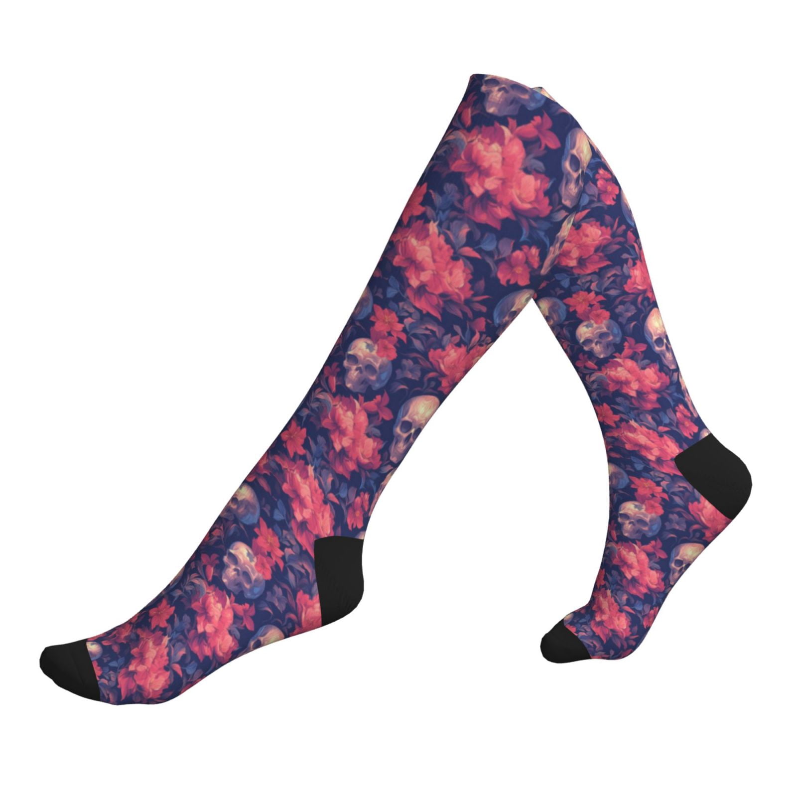 Compression Socks For Women And Men - Red Skull Flower Compression ...