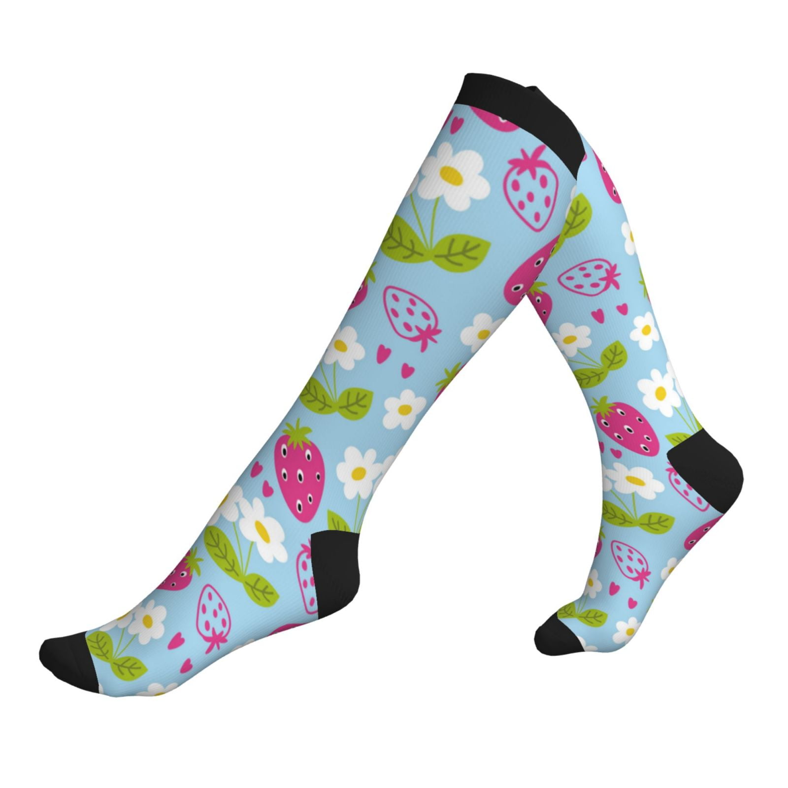 Compression Socks For Women And Men - Sweet Strawberry Flower Leaves ...